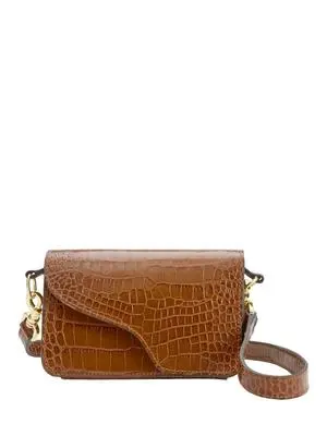 ATP ATELIER Corsina Printed Croco Shoulder Bag - Cannella