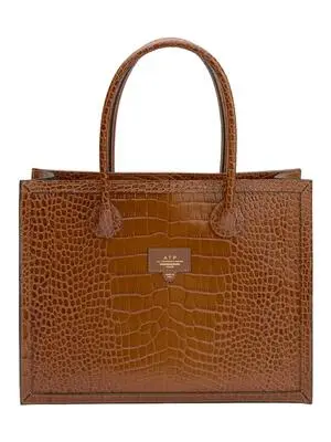 ATP ATELIER Montefalcione Printed Croco Book Bag - Cannella