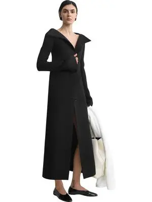 TOTEME Long Coat With Wide Collar - Black