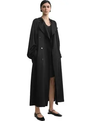 TOTEME Draped Satin Trench - Black