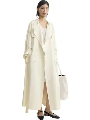 TOTEME Draped Satin Trench - Off-white