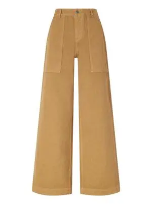 Moncler Wide-leg Cotton-canvas Trousers - Brown