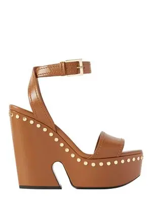 Givenchy Studded Leather Platform Sandals - Brown