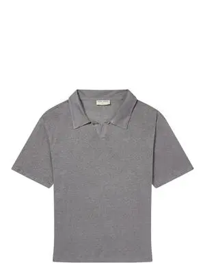 Officine Générale Simon Linen Polo Shirt - Gray