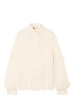 VALENTINO Lace-trimmed Silk Crepe De Chine Blouse