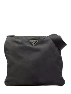 Prada Tessuto Zip Top Crossbody Bag - Black