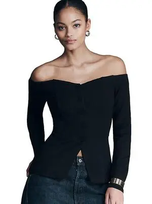ELODIE THE LABEL Ara Off-shoulder Top - Black