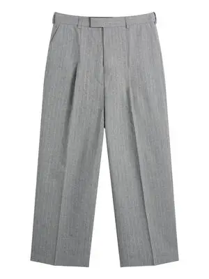 ABOUT:BLANK Wool Blend Pinstripe Wide Leg Trousers - Grey/white
