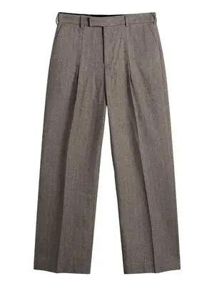 ABOUT:BLANK Herringbone Tailored Wide Leg Trousers - Brown