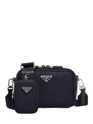 Prada Brique Re-nylon And Saffiano Leather Bag - Navy Blue