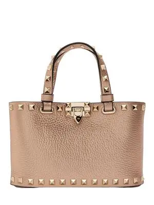 Valentino Garavani Rockstud Mini Grained Leather Top Handle Bag - Rose