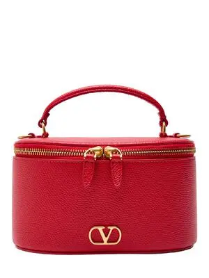 Valentino Garavani Vlogo Grained Leather Vanity Case Bag - Red
