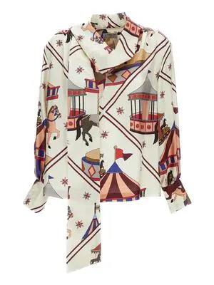 Alberto Biani Printed Silk Blouse - Beige
