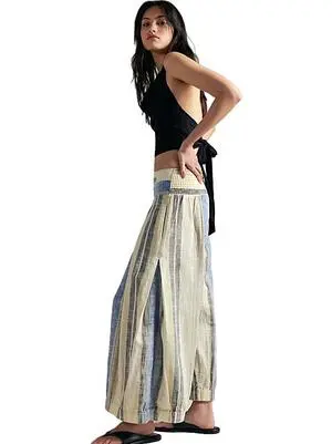 Free People Wide Leg Harem Pants - Ivory Combo