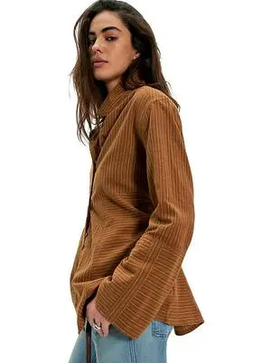 Free People We The Free Sun Gazer Button Down - Brown Combo