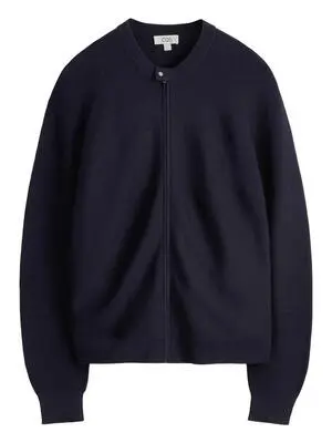 Cos Racer-neck Knitted Jacket - Navy