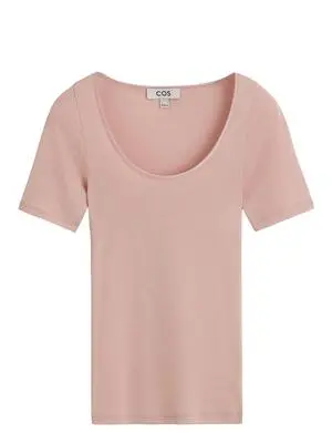 Cos Satin-trimmed Cotton-jersey T-shirt - Pink