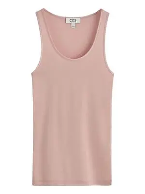 Cos Satin-trimmed Cotton-jersey Tank Top - Pink