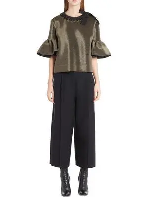 Fendi Metallic Neoprene Bell Sleeve Top - Gold