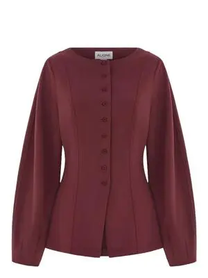 ALIGNE Bonnie Ponte Waisted Blazer - Oxblood