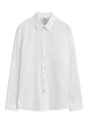 Cos Slim Tailored Cotton-poplin Shirt - White