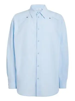 Off-White Cotton Poplin Embroidered Shirt - Blue