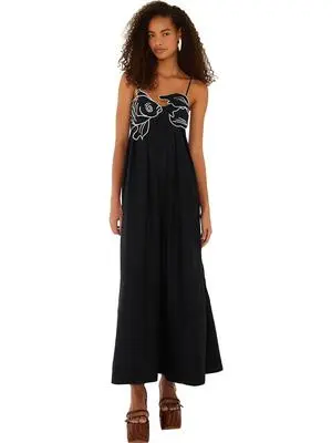 Farm Rio Fish Top Lenzing™ Ecovero™ Euroflax™ Maxi Dress - Black