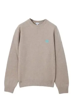 Loewe Wool Sweater With Anagram Embroidery - Sand