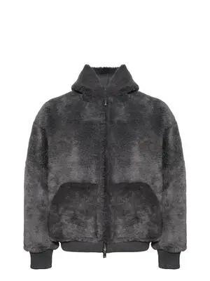 Alexander Wang Zip-up Shearling Hoodie - Grey