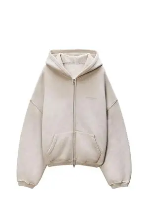 Alexander Wang Zip-up Hoodie With Hotfix Detail - Ivory