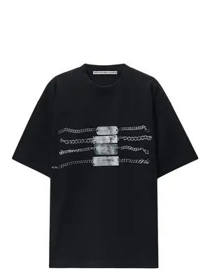 Alexander Wang Short Sleeve Tee With Chain Graphic - Black