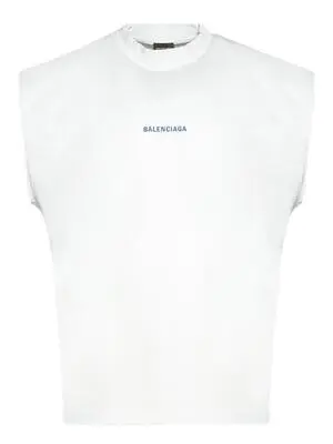 Balenciaga Sleeveless T-shirt Dirty - White