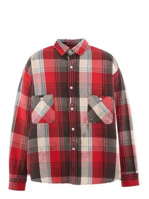 SAINT MXXXXXX Flannel Shirt And Grey Plaid - Red