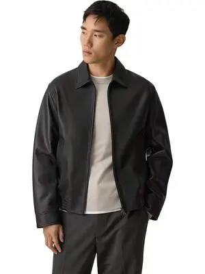 Theory Leather Wyatt Zip Jacket - Black
