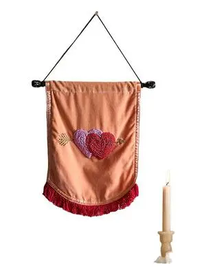 TERRAIN Heart + Arrow Velvet Banner - Coral