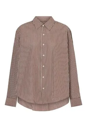 Comme Si La Shirt Classica Striped Cotton-poplin Shirt - Brown
