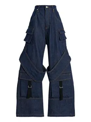 EB DENIM Frederic High-rise Cargo Jeans - Dark Denim