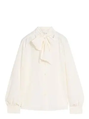FRAME Pussy-bow Silk Crepe De Chine Blouse - Cream