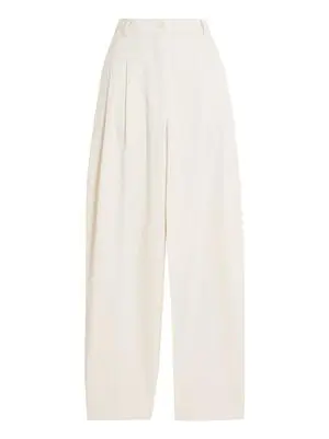 Solid & Striped The Taline Pleated Cotton-twill Tapered Pants - Ecru