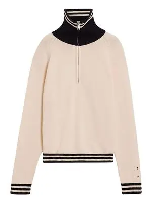The Upside Paige Striped Half-zip Sweater - Cream