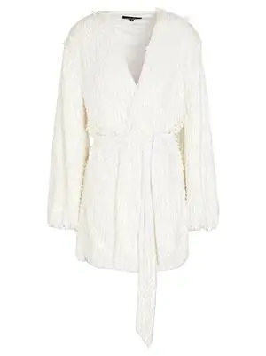 Retrofete Gabrielle Embellished Mini Wrap Dress - Ivory
