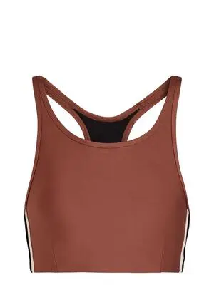The Upside Hustle Linda Striped Stretch Sports Bra - Brown