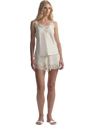 A.L.C. Pipa Satin And Lace Short - Cream/cream