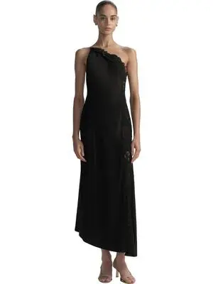 A.L.C. Lou Satin And Lace Midi Dress - Black/black