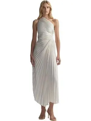 A.L.C. Lara Satin Pleated Midi Dress - Whisper White