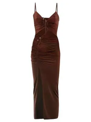 NISSA Cut-out Midi Dress - Brown