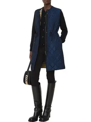 Burberry Micro Check-stitch Nylon Blend Gilet - Silhouette Blue