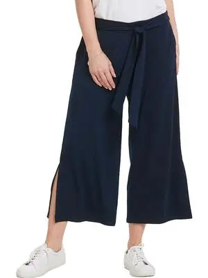 KAFFE Cropped High-waist Trousers With Belt - Midnight Marine