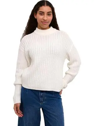 KAFFE Kabess Crew Neck Long Sleeve Pullover - Chalk