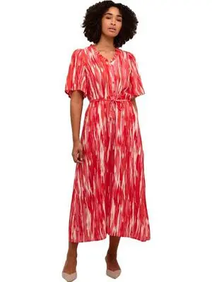 KAFFE Arina Printed Maxi Dress - Pink Abstract Print
